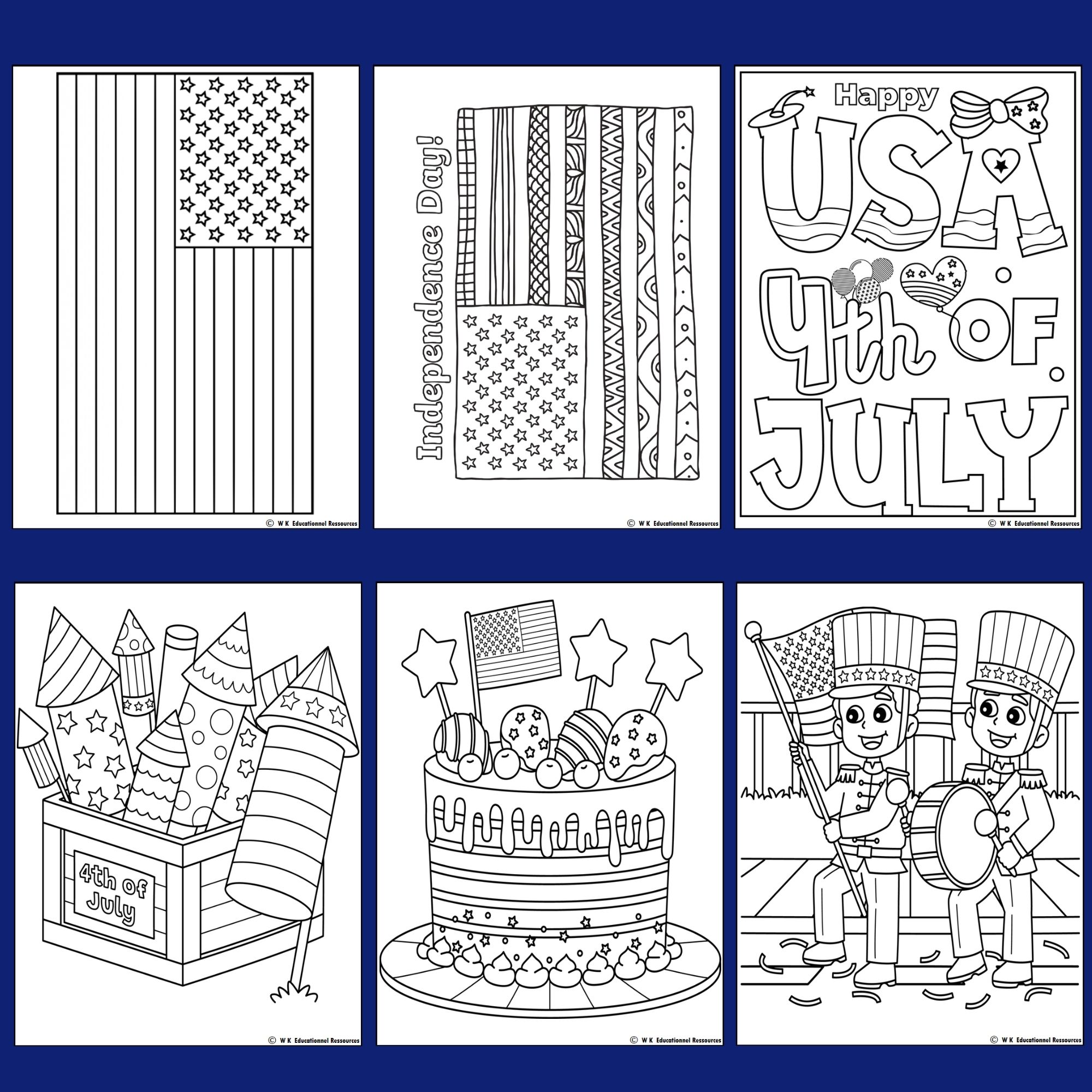 Independence Day Coloring Pages Color by Code American Flag Happy 4th ...