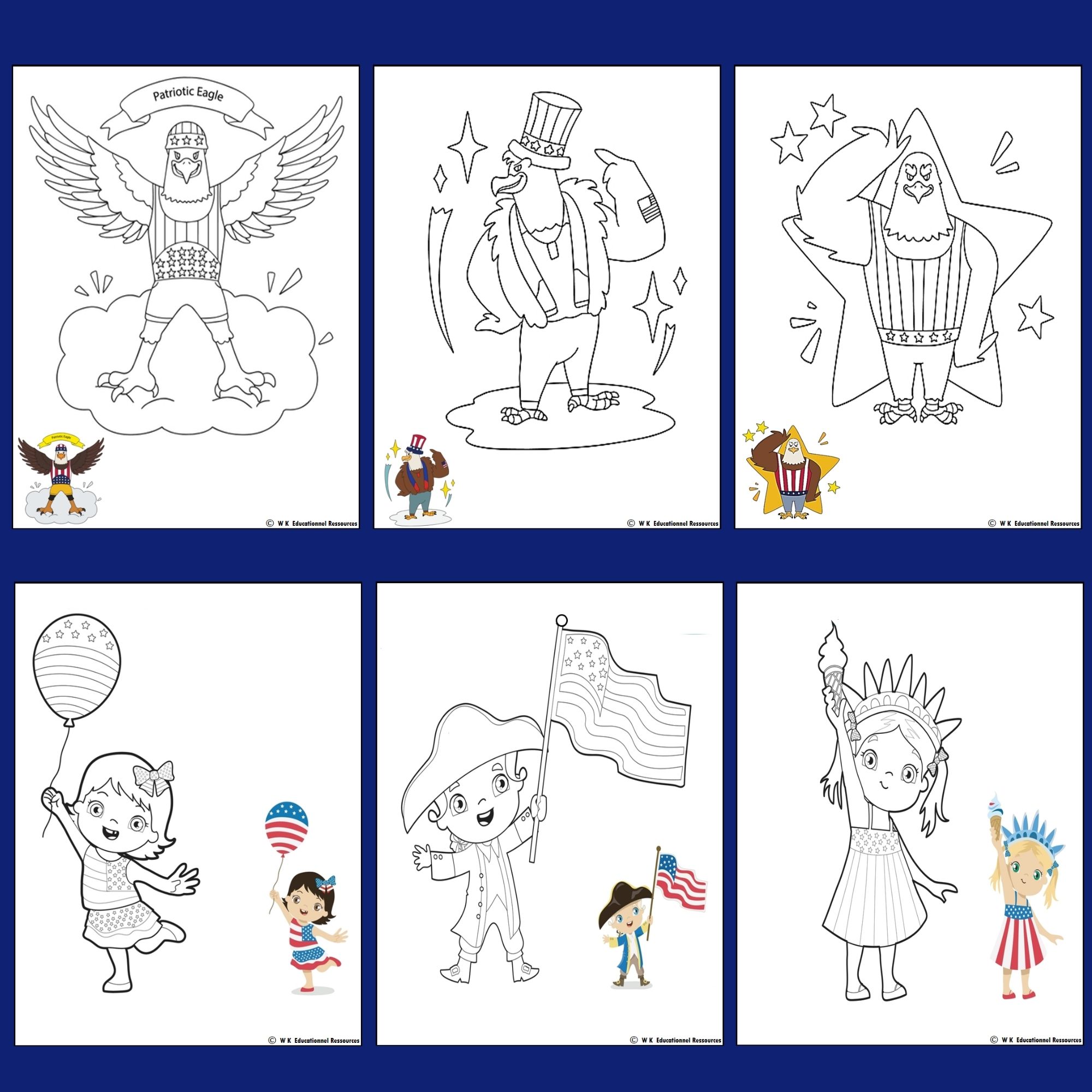 Independence Day Coloring Pages Color by Code American Flag Happy 4th ...