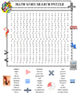 3 Math Word Search Puzzles Fractions, Exponents, General Math | Made By ...
