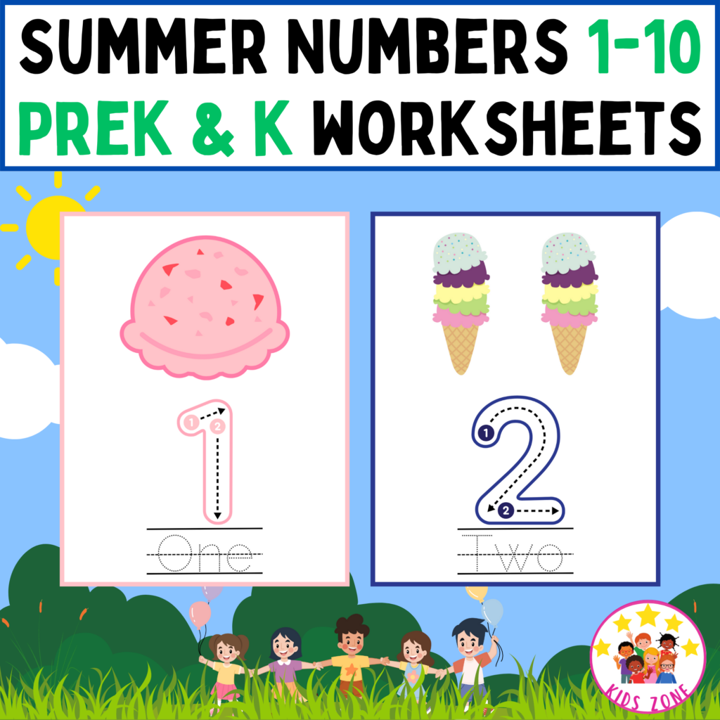 Summer Letters & Numbers Handwriting Worksheets Bundle for Prek ...