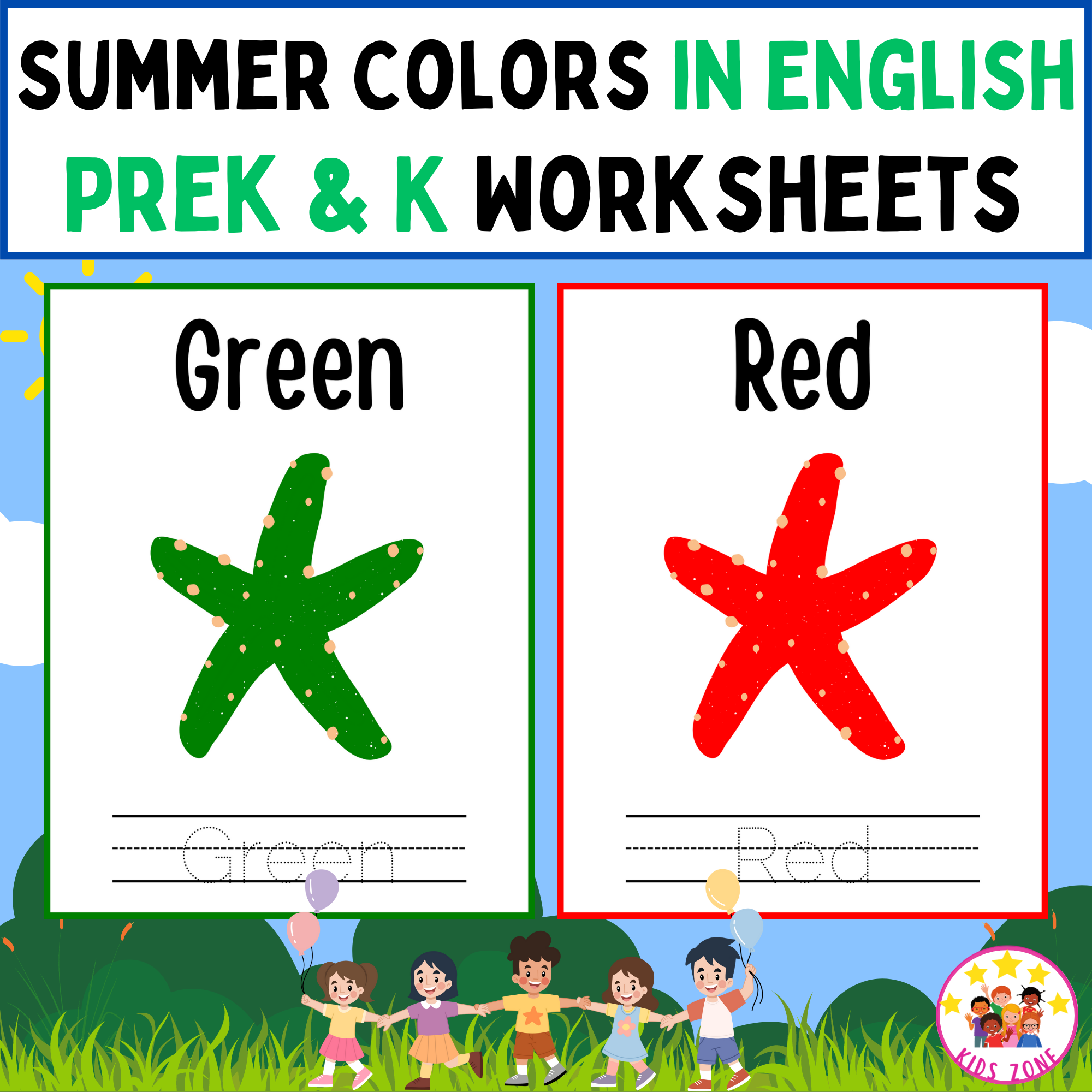 Summer Themed Colors Handwriting Worksheets for Preschoolers ...