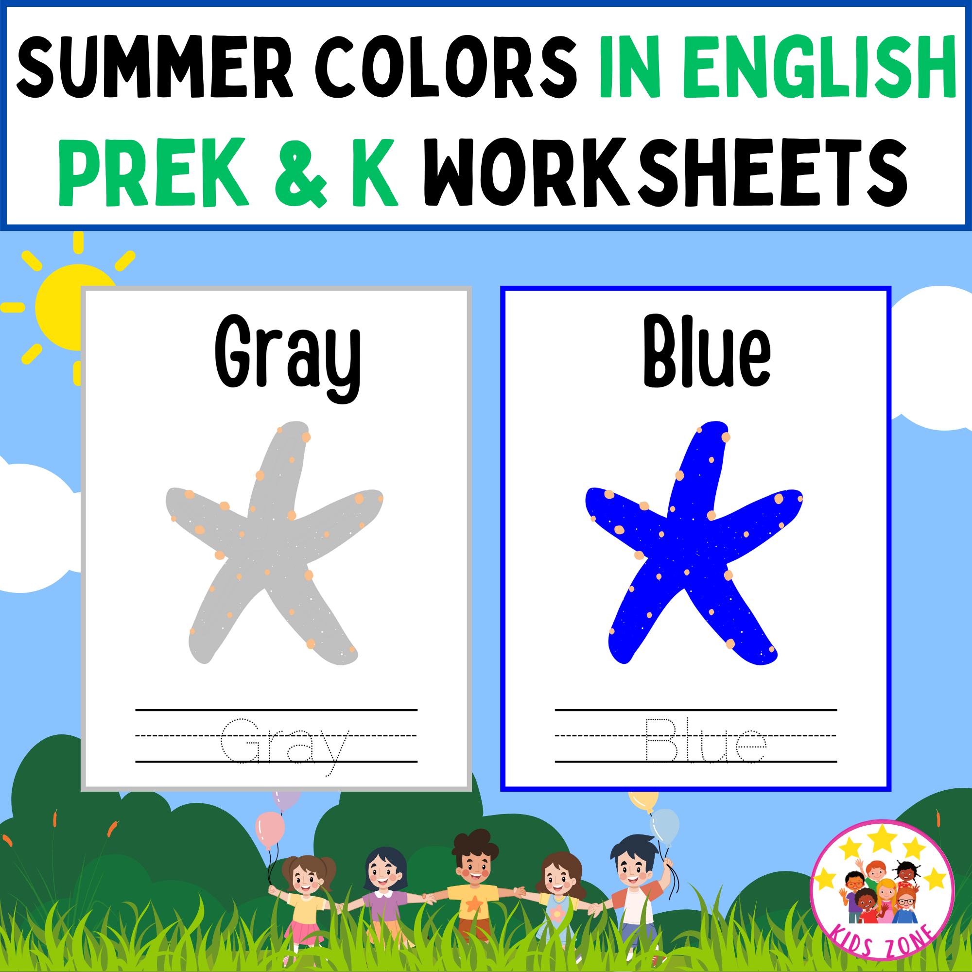 Summer Themed Colors Handwriting Worksheets for Preschoolers ...