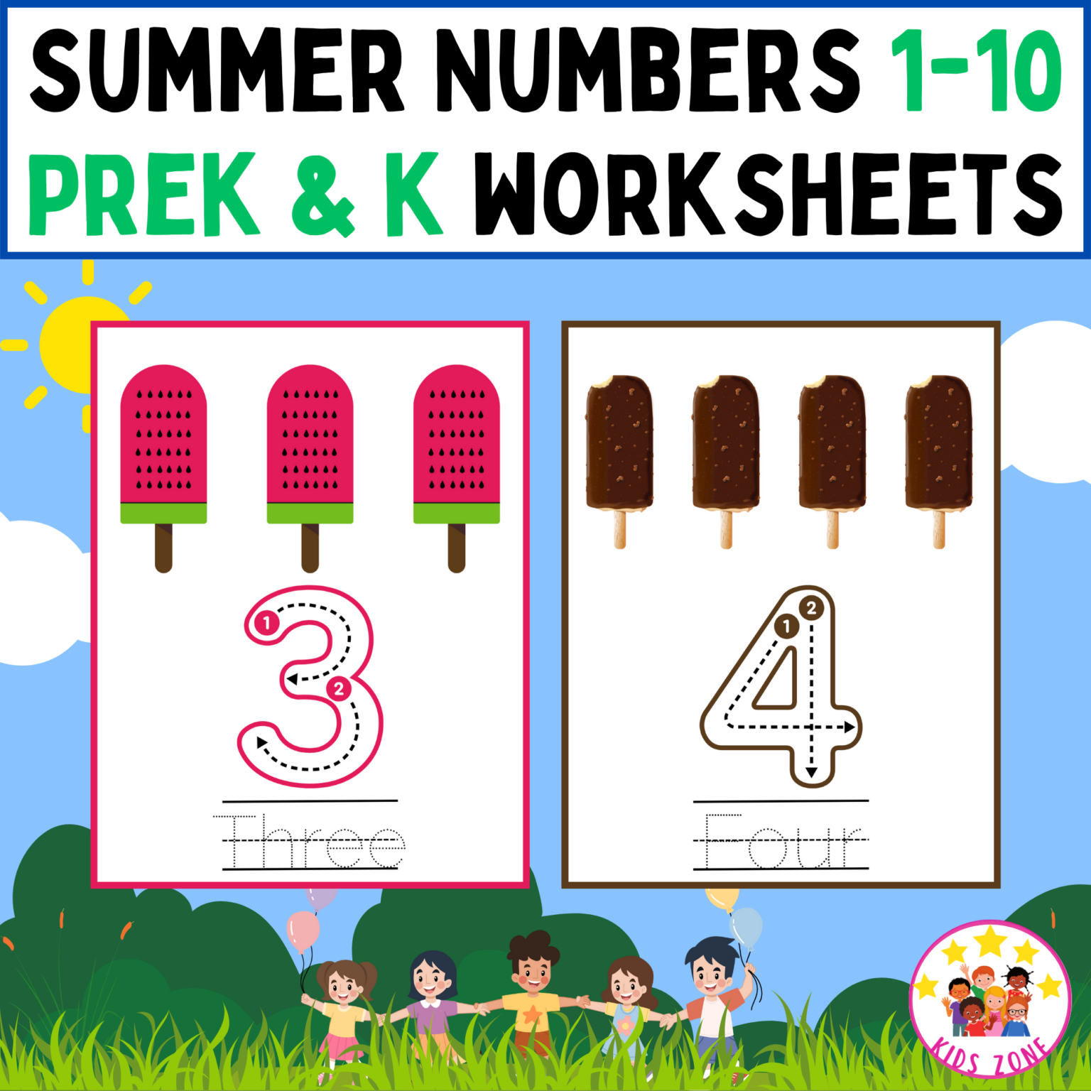 Summer Letters & Numbers Handwriting Worksheets Bundle for Prek ...