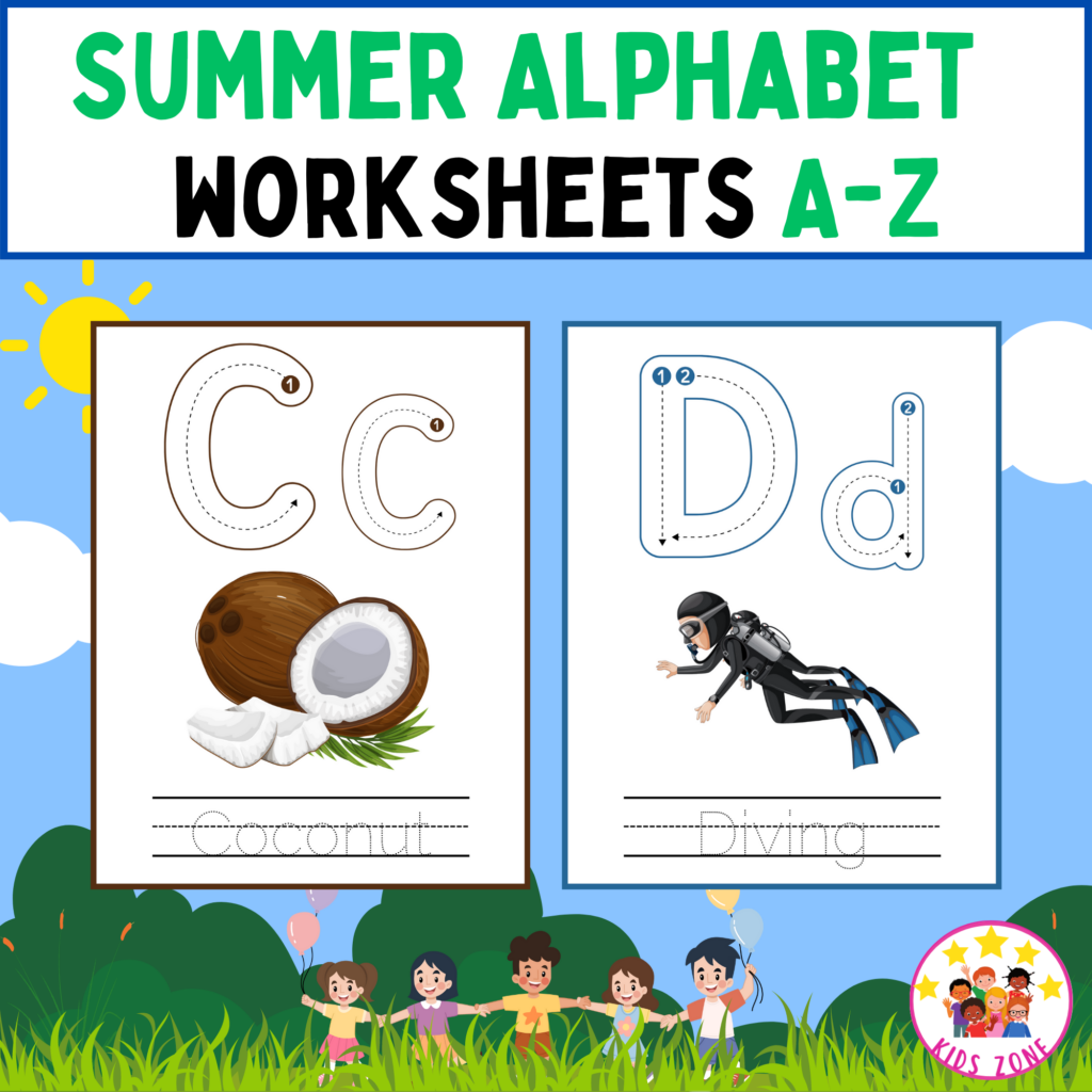 Summer Letters & Numbers Handwriting Worksheets Bundle for Prek ...
