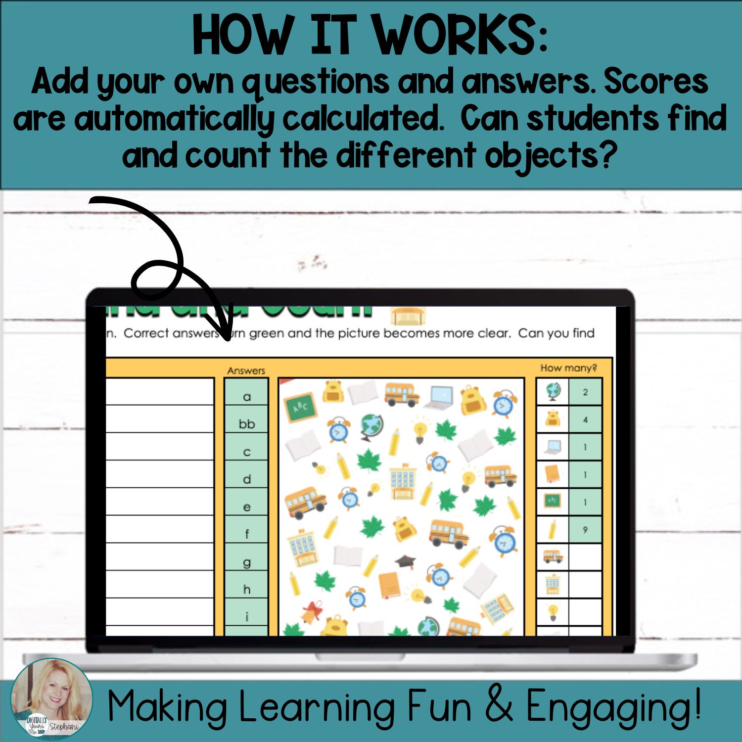 Editable Self-Checking Find and Count Template Digital Activity Volume ...