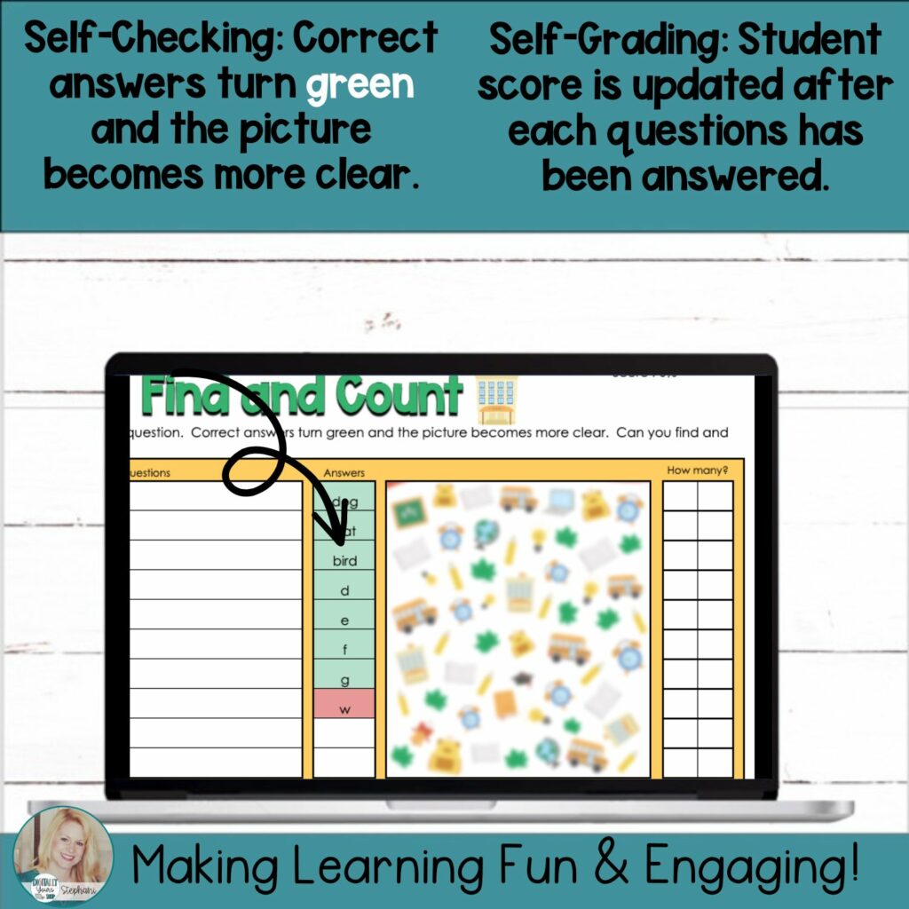 Editable Self-Checking Find and Count Task Card Template Digital ...
