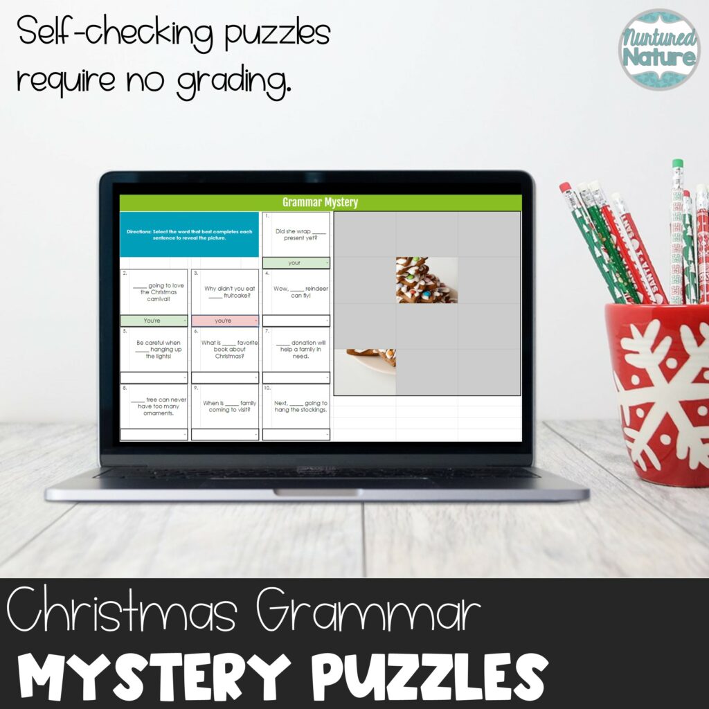 Christmas Grammar Pixel Art Puzzles Conjunctions Adjectives Plural ...