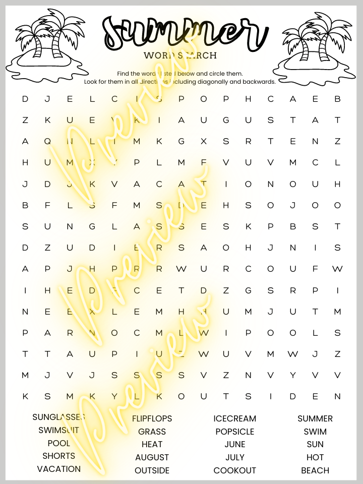Summer Word Search Puzzle, Summer Games Worksheet, Summer ELA Fun ...