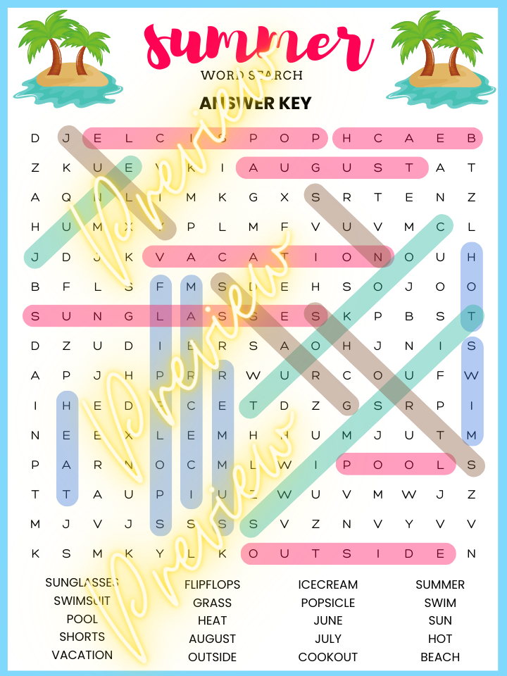 Summer Word Search Puzzle, Summer Games Worksheet, Summer ELA Fun ...