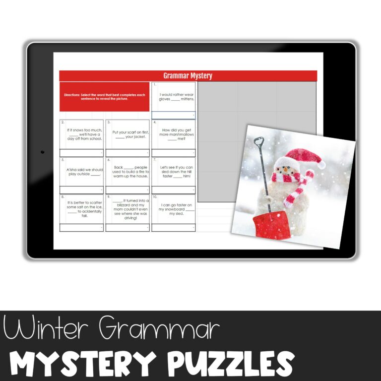 Winter Grammar Pixel Art Puzzles Conjunctions Plural Possessive ...