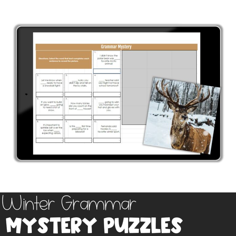 Winter Grammar Pixel Art Puzzles Conjunctions Plural Possessive ...