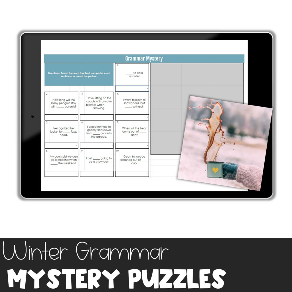 Winter Grammar Pixel Art Puzzles Conjunctions Plural Possessive ...