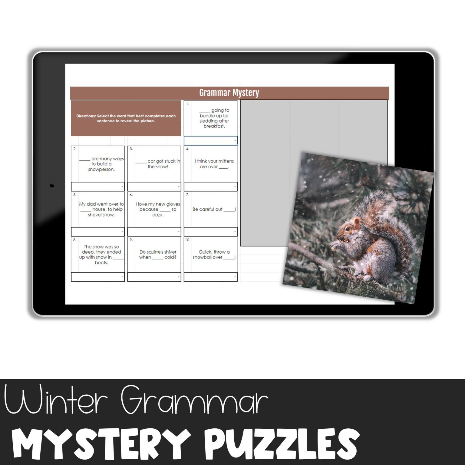 Winter Grammar Pixel Art Puzzles Conjunctions Plural Possessive ...