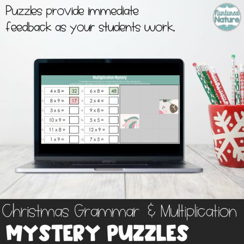 Christmas Grammar and Multiplication Facts Fluency 1-12 Pixel Art ...
