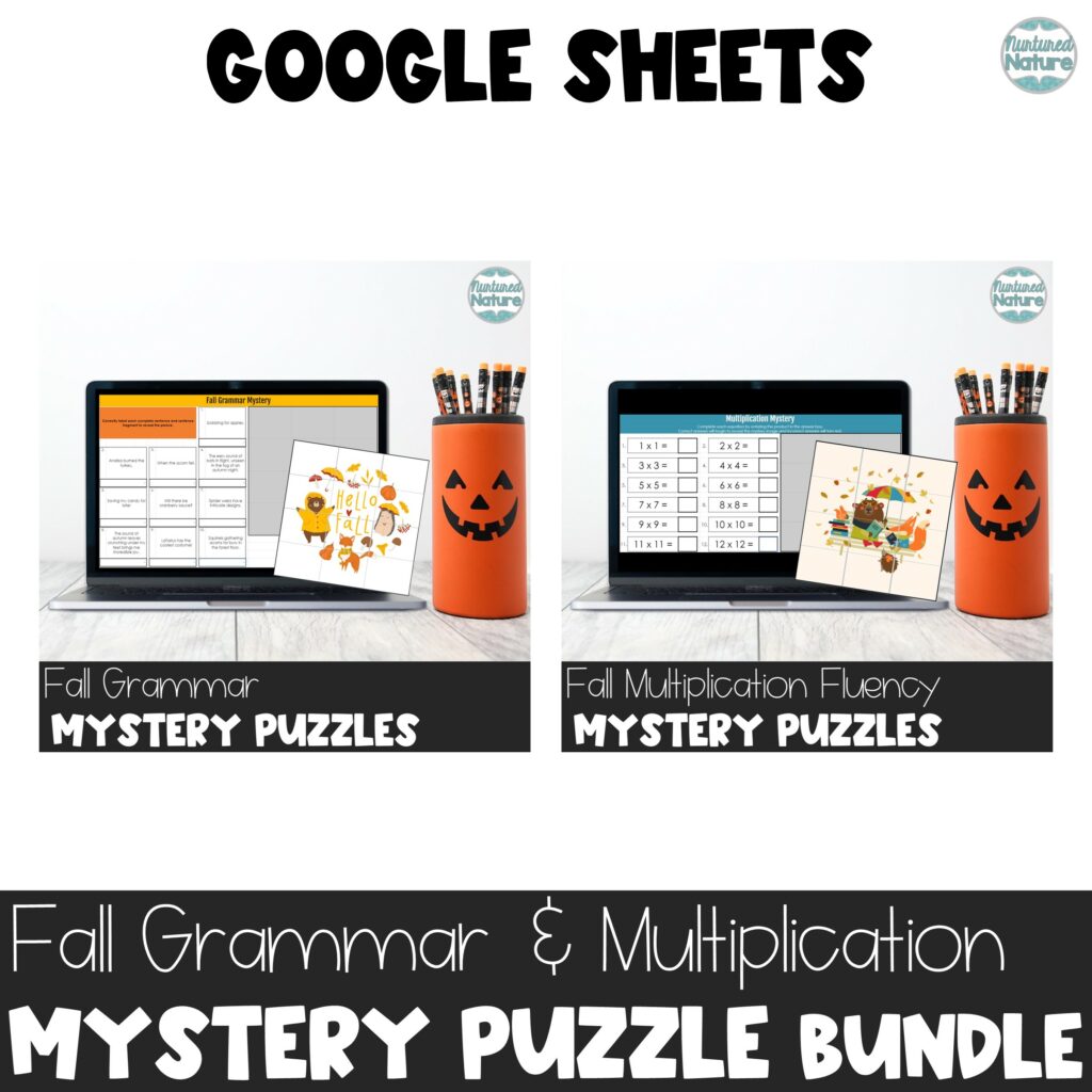 Fall Grammar and Multiplication Facts Fluency 1-12 Pixel Art Puzzles ...