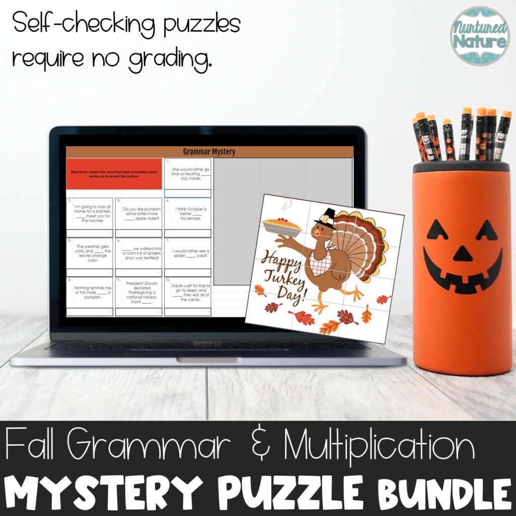 Fall Grammar and Multiplication Facts Fluency 1-12 Pixel Art Puzzles ...