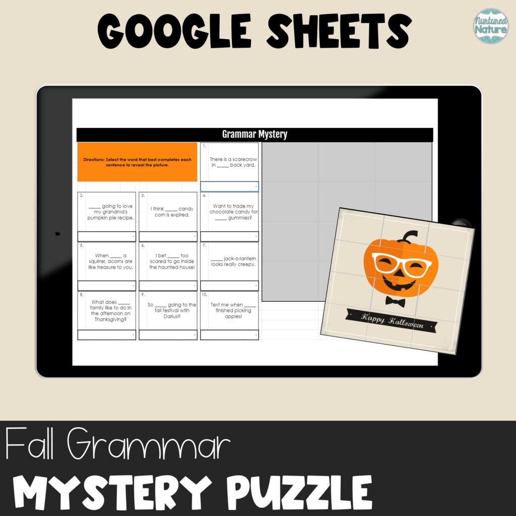 Fall Grammar and Multiplication Facts Fluency 1-12 Pixel Art Puzzles ...