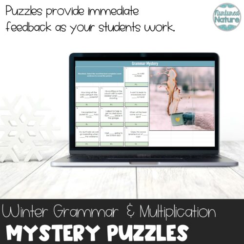 Winter Grammar and Multiplication Facts Fluency 1-12 Pixel Art Puzzles ...