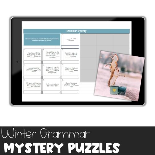 Winter Grammar and Multiplication Facts Fluency 1-12 Pixel Art Puzzles ...