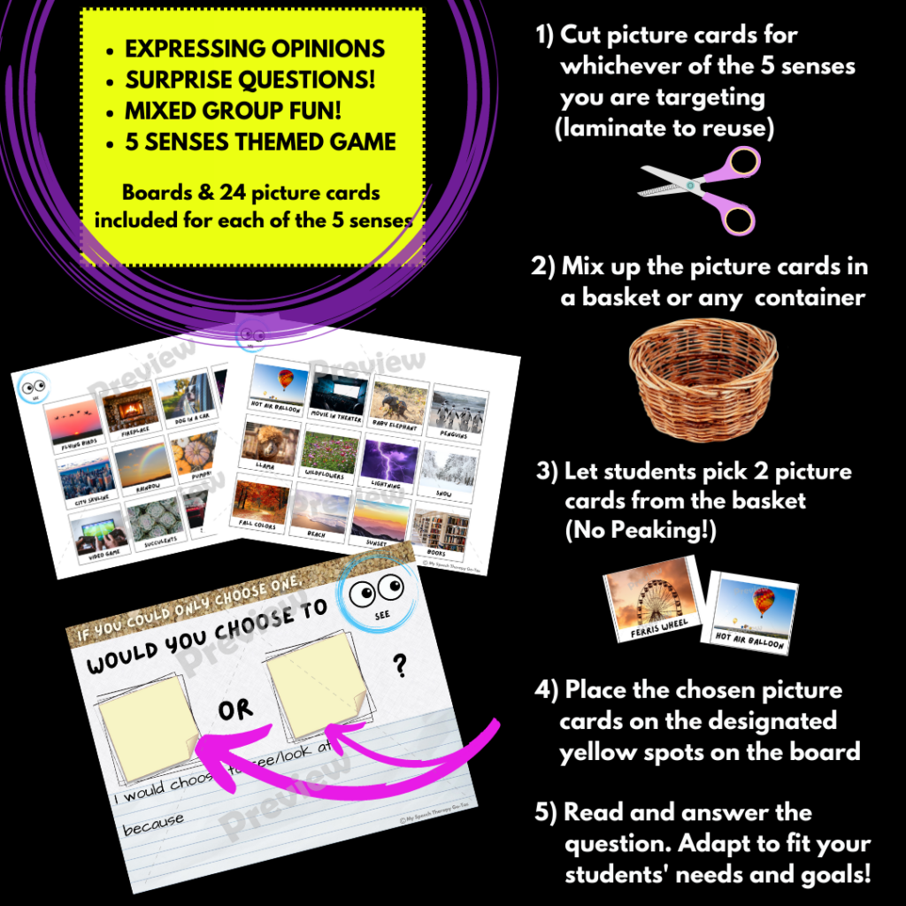 5 Senses Themed Icebreaker Game | Opinion Writing Sentence Building ...