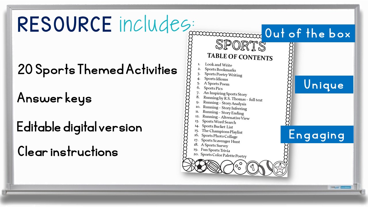 Fun Sports Activities, Middle School Worksheets - Print and Digital ELA ...