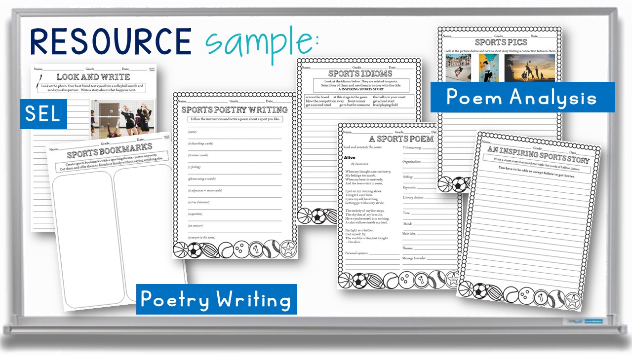 Fun Sports Activities, Middle School Worksheets - Print and Digital ELA ...