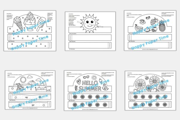 Summer Paper Crowns Headbands Hats Printable Ice Cream Craft Coloring ...