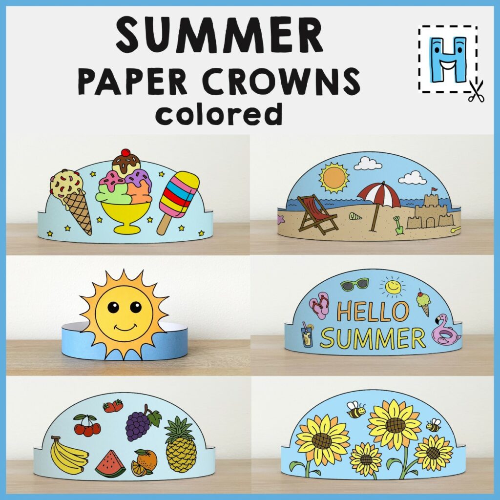 Summer Paper Crowns Headbands Hats Printable Ice Cream Craft Activity ...