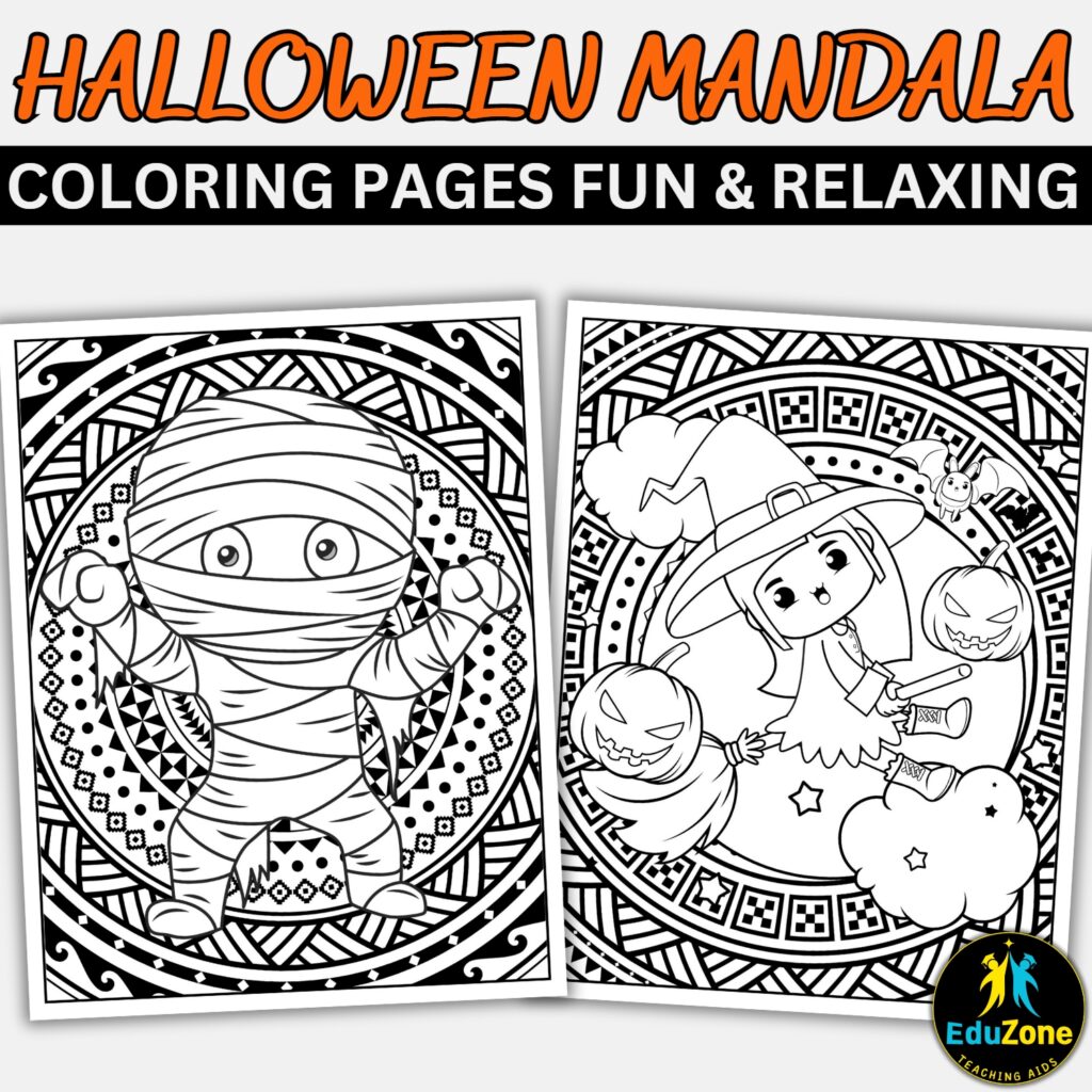 Halloween Mandala Coloring Pages: Relaxing & Printable - Halloween Fun ...
