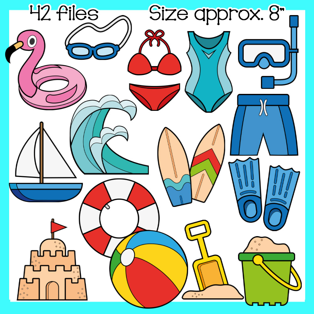 Summertime Color PNG Clip Art with Stroke | Made By Teachers