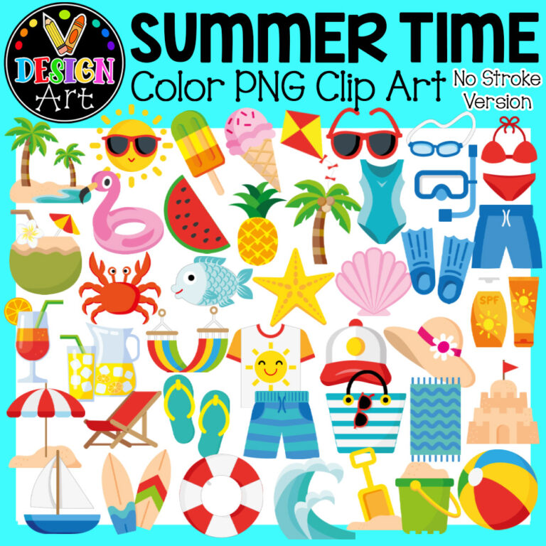 Summertime Color PNG Clip Art NO Outline Stroke | Made By Teachers