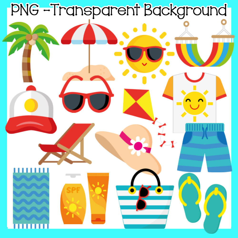 Summertime Color PNG Clip Art NO Outline Stroke | Made By Teachers