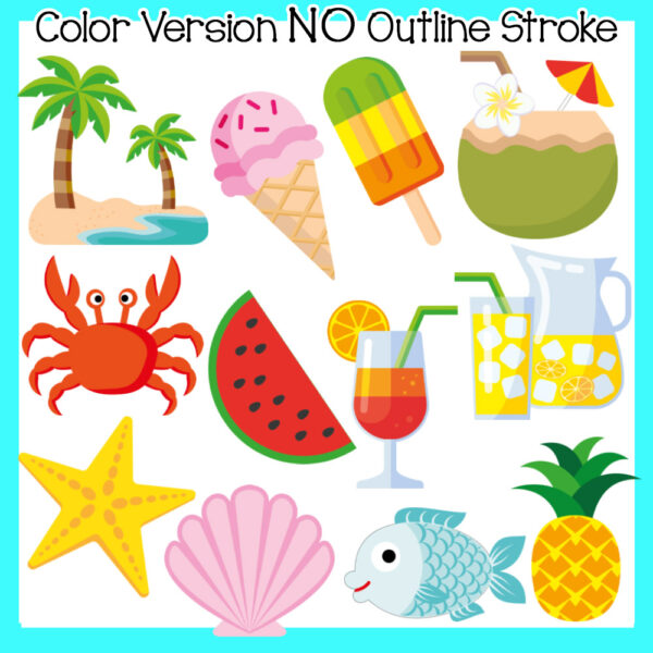 Summertime Color PNG Clip Art NO Outline Stroke | Made By Teachers