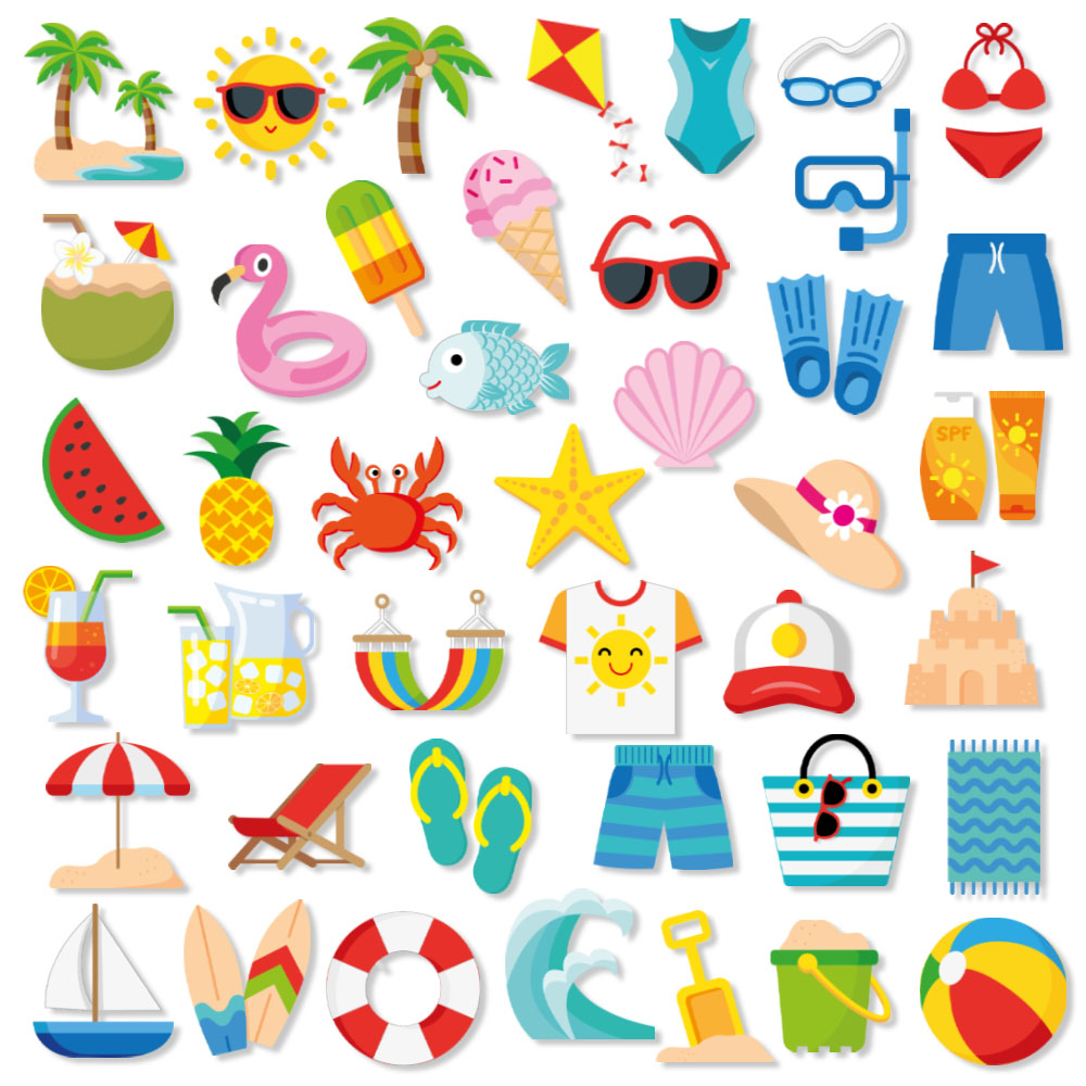 Summertime Color PNG Clip Art NO Outline Stroke | Made By Teachers