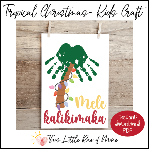 Mele Kalikimaka - palm tree - Tropical Christmas in July - handprint ...