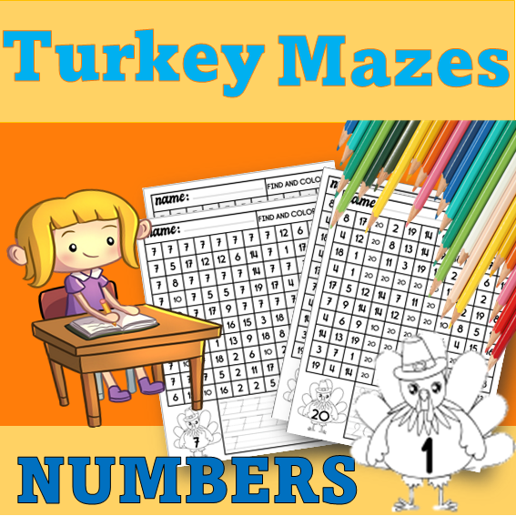 Turkey Trot Number Mazes: A Fun and Colorful Way to Learn Numbers ...