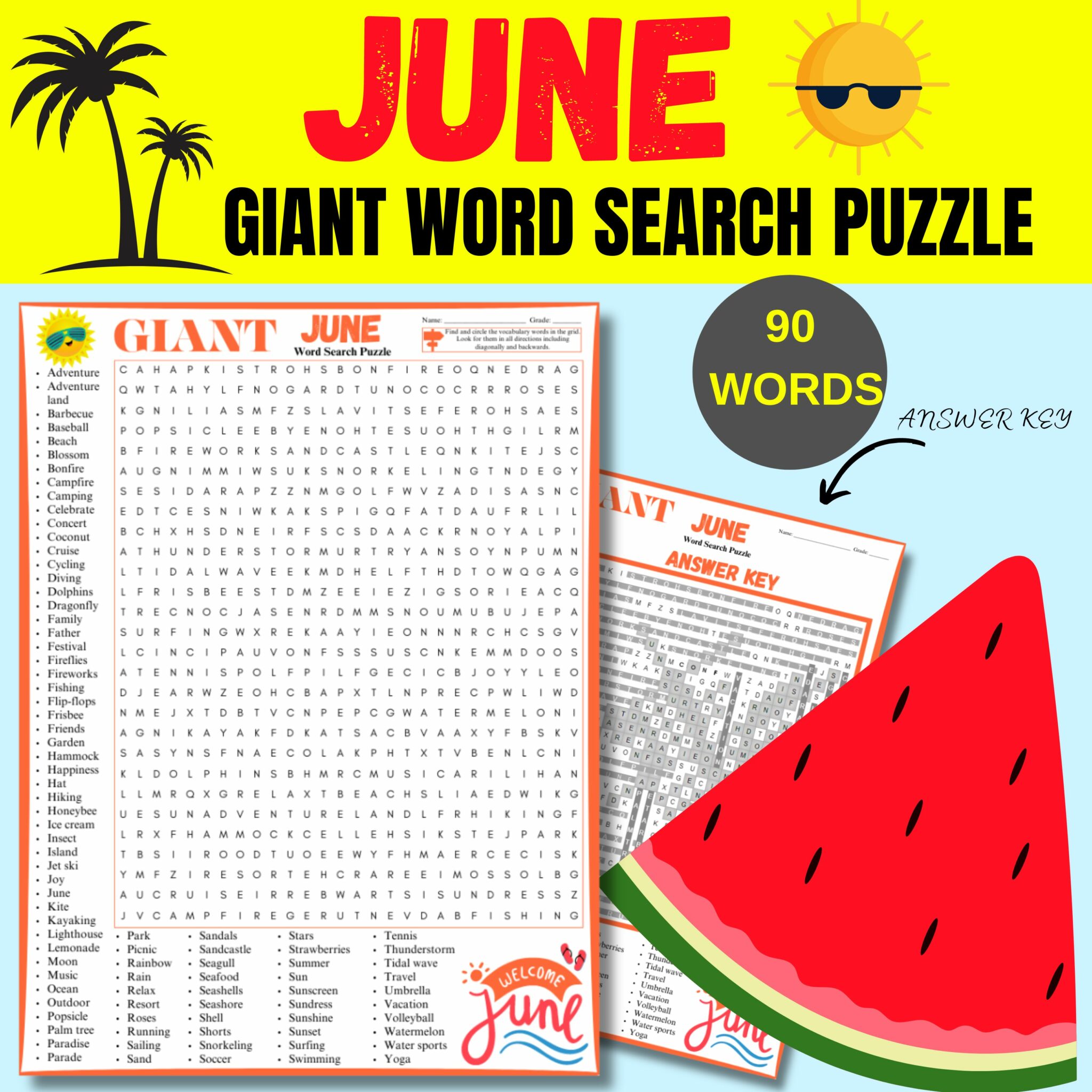 Summer smiley Word search Puzzle, End of Year Activities Worksheets ELA ...