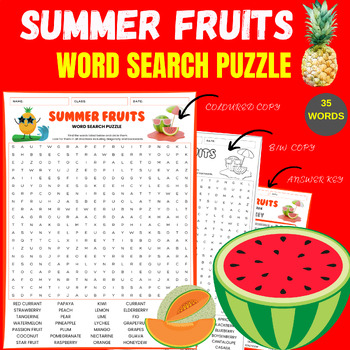 Summer fruits word search, Summer activities worksheets, ELA Printables ...