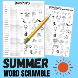 Summer Word Scramble Worksheet Activity, End of Year Fun Activity No ...
