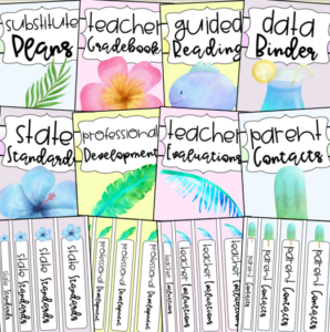 Binder Covers and Spines Teacher Planner Editable Watercolor Tropical ...