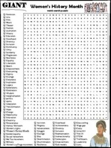 Women's History Month Giant Word Search Puzzle Activity, March 8th ...