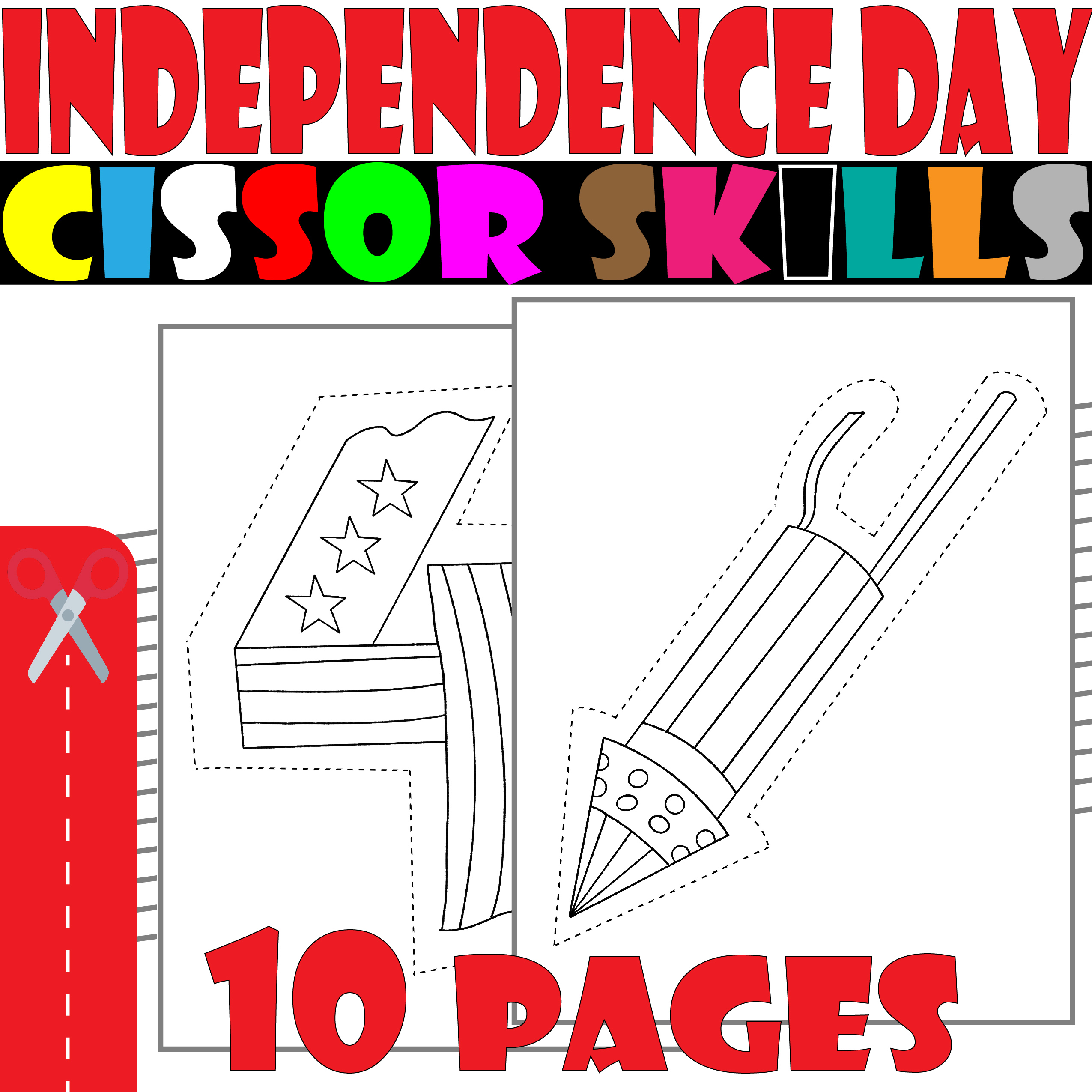 Independence Day Scissor Skills And Coloring For Kids , 4th July ...