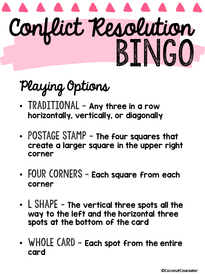 Conflict Resolution Bingo Game | Made By Teachers