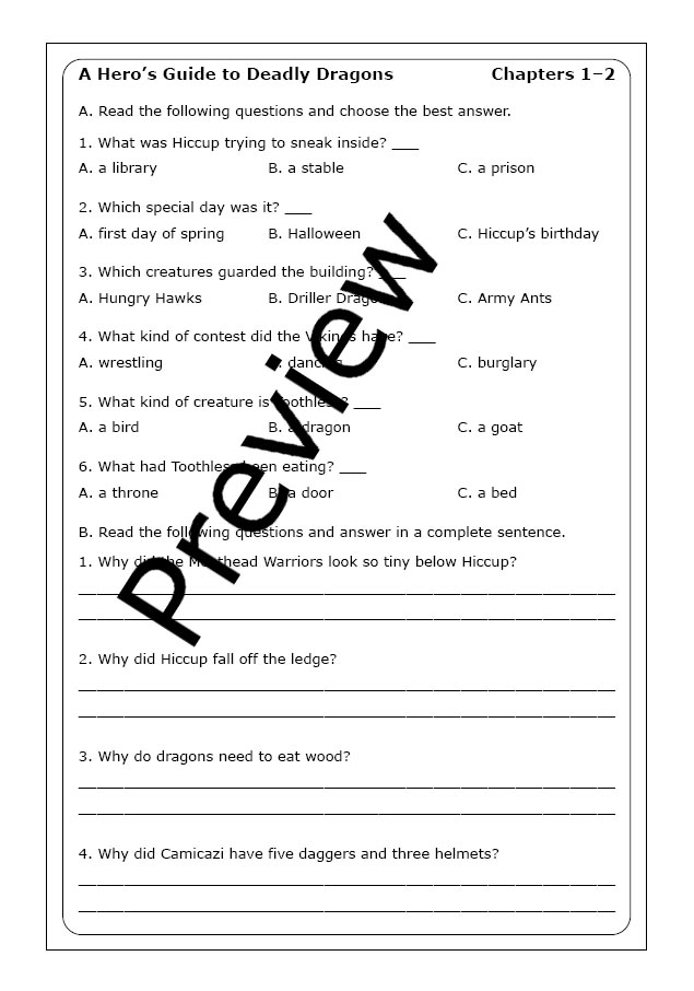 Cressida Cowell "A Hero's Guide to Deadly Dragons" worksheets | Made By ...