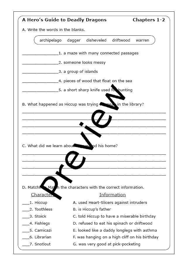 Cressida Cowell "A Hero's Guide to Deadly Dragons" worksheets | Made By ...