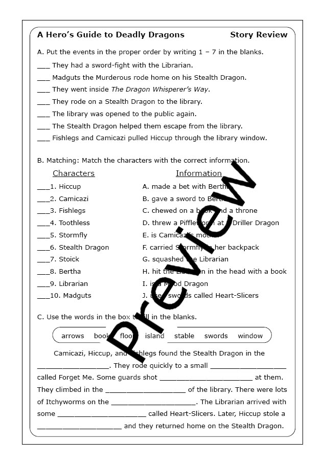 Cressida Cowell "A Hero's Guide to Deadly Dragons" worksheets | Made By ...