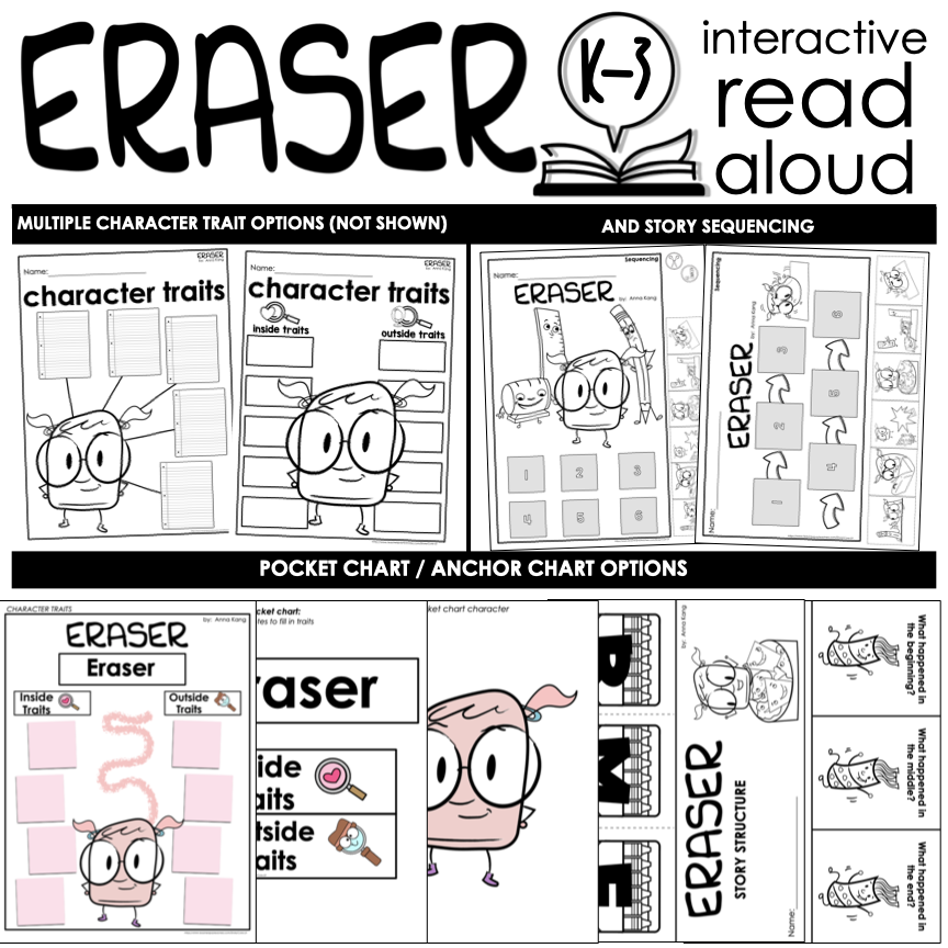 Eraser by Anna Kang Read Aloud Activities + craft | RETELL Kit ...