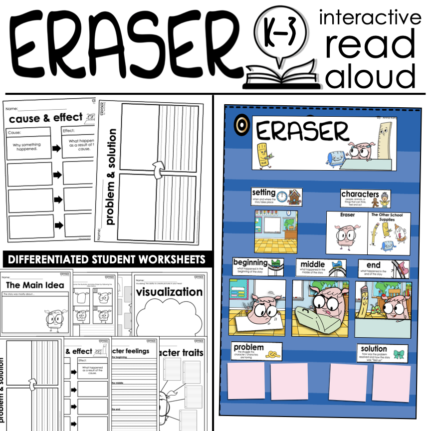 Eraser by Anna Kang Read Aloud Activities + craft | RETELL Kit ...