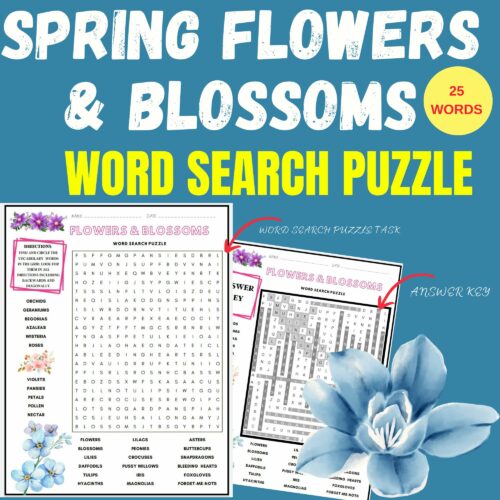 Spring word search puzzle activity, flowers and blossoms wordsearch ...