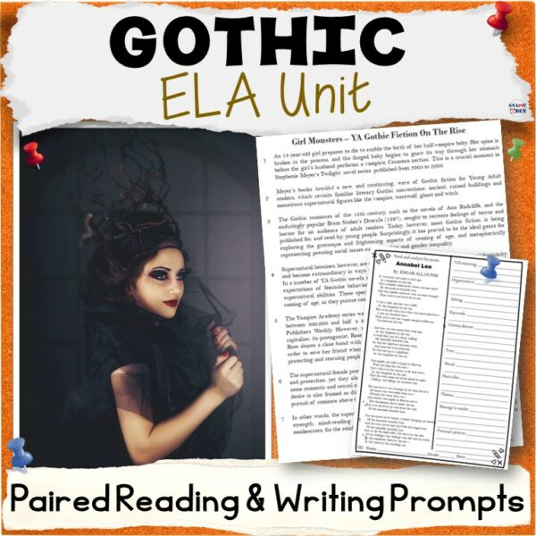 Gothic Unit - Middle School Paired Reading, Writing Prompts - Print and ...